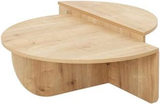 Concept Usine | Table Basse Ronde Modulable en Bois | Design Carlow | Finition Chêne Clair | Composée de 2 Eléments Indépendants | sadapte à Votre Espace et Vos Bes