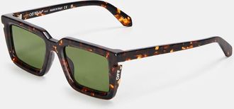 Off-white Zubeh&ouml;r Off-White Tucson Quadratische Vollrand-Sonnenbrille in Havana/Gr&uuml;n