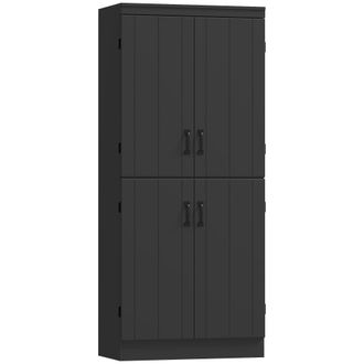 HOMCOM Highboard K&uuml;che, K&uuml;chenschrank, Geschirrschrank mit 4 T&uuml;ren auf 6 Ebenen und verstellbaren Regalen, Aufbewahrungsm&ouml;bel f&uuml;r Wohnzimmer, Esszimmer, 76 x
