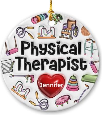Generic Keramik Weihnachts Ornamente Physiotherapeut Druck Weihnachtsdeko F&uuml;r Weihnachtsbaum Weihnachtsbaumanh&auml;nger Mit Seil 7.3Cm