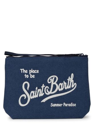 MC2 Saint Barth Womens Clutch Bag Aline Blue Cotton