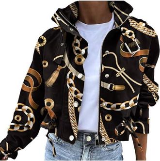 Generic Vestes pour femmes 2026 : cardigan &agrave; manches longues &agrave; imprim&eacute; floral pour femme, marron, XXL