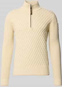 PME Legend Strickpullover mit Stehkragen und Rei&szlig;verschluss