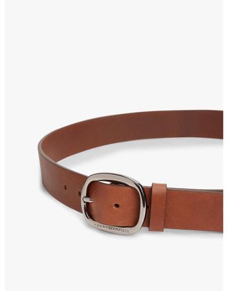 Tommy Hilfiger Lederg&uuml;rtel in Braun mit Pr&auml;gung und ovaler Schnalle