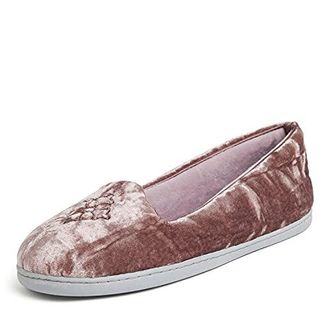 Dearfoams Pantoufles Rebecca en velours microfibre pour femme, Velours écrasé prune, 39/40 EU