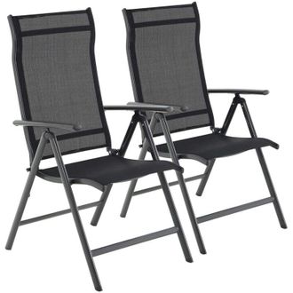 Songmics Lot de 2 Chaises de Jardin Pliables, bain de soleil, transat, Sièges dextérieur, Cadre en Aluminium Robuste, Dossier réglable sur 8 Positions