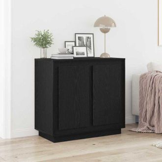 vidaXL Buffet moderne Ch&ecirc;ne noir 80 x 34 x 75 cm Bois ding&eacute;nierie Vidaxl