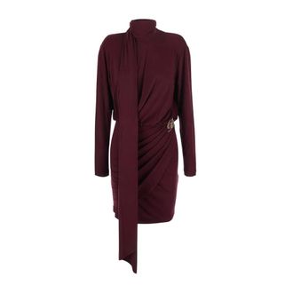 Blumarine Robe Courte en Jersey avec Drap&eacute; et &Eacute;tole - Femme - Robes - Rouge - Taille: 34 FR