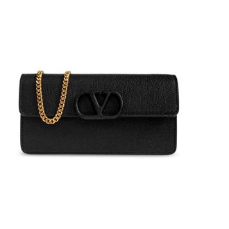 Valentino Garavani VLogo Leder Geldb&ouml;rse mit Kette - - Accessories - Damen - Schwarzk - ONE SIZE