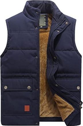 ORANDESIGNE Homme Veste Gilet Casual Chaud Doudoune Vest sans Manche Manteau Blouson Zipper Automne Hiver B Bleu Foncé M