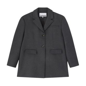 Ganni Femme, Vestes, Gris, Taille: 34/36 FR Wool Suiting Blazer