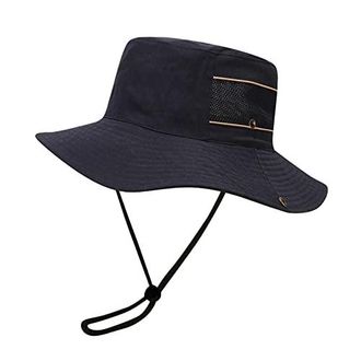 Generic Chapeau boonie respirant &agrave; large bord en maille pour voyage, p&ecirc;che, &eacute;chinac&eacute;e, 54, Noir, Taille unique