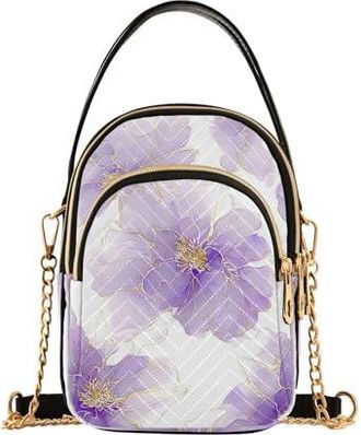 Mnsruu Sac à bandoulière pour femme - Motif floral lavande - Sac à dos à bandoulière avec sangle réglable