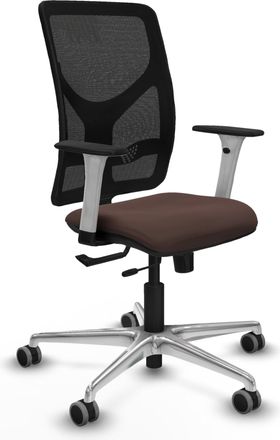 Piqueras y Crespo B&uuml;rostuhl aus Netzstoff mit wei&szlig;en und schwarzen Armlehnen, h&ouml;henverstellbare Lendenwirbelst&uuml;tze, ausgestattet mit Syncro/Traslack und Schneideschaum,