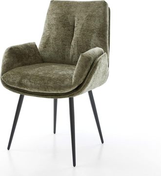DELIFE Esszimmerstuhl Clea-Flex Chenille Olive 4-Fuß konisch Schwarz, Esszimmerstühle