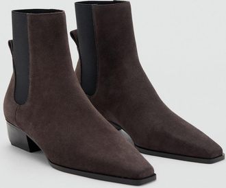 Mango Stiefelette aus Rauleder mit Absatz grau - Damen - 35 - MANGO