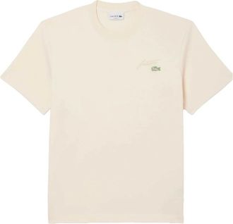 Lacoste Homme, Tops, Beige, Taille: 2XL T-shirt en coton à logo brodé