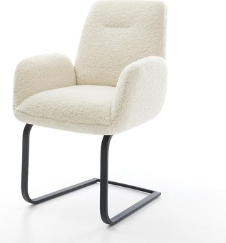 DELIFE Freischwinger Zoa-Flex Teddystoff Beige Freischwinger flach Schwarz Taschenfederkern, Esszimmerstühle