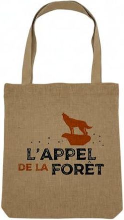 Fabulous Sac Shopping Tote Bag Aspect Lin - LAppel de la for&ecirc;t Nature Loup Rando Voyage - Sac de Courses Toile Epaisse 360g Beige Naturel Cabas Port&eacute; Epaule So