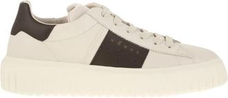 Hogan Low-Top Sneaker - H-Stripes Leather Trainers - Gr. 7_5 - in Beige - f&uuml;r Damen