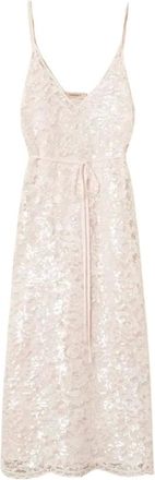 Twinset Femme, Robes, Rose, Taille: 36 FR Abito longuette in pizzo paillettes trasparenti