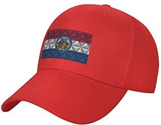 Generic Casquettes Sports Effet Polygonal du Drapeau du Missouri Chapeau De Tennis Anti UV,Unisexe Casquette De Camionneur pour Camping Badminton Homme