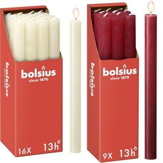 Bolsius Bundle of Bolsius - Bougies Rustique - Bougies de d&icirc;ner - Ivoire - 27 cm - Longueur de combustion 13 heures - Bo&icirc;te 16 + Bolsius - Lot de 9 bougies - 