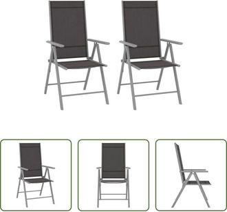 vidaXL vidaXL Aluminium - Gartenst&uuml;hle Klappbar 2 Stk. Textilene Schwarz