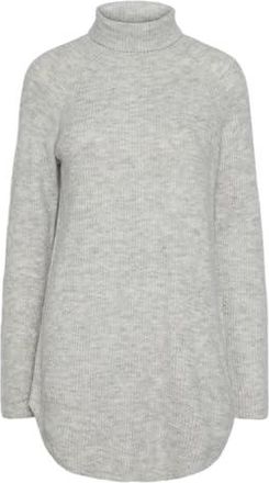 Pieces PCELLEN LS Long Knit Noos BC Pull pour Femme Gris Clair mélangé Taille S
