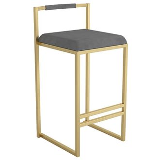 Generic Samt-Barhocker 26/30 Zoll mit Fu&szlig;st&uuml;tze, Goldfarbene Metallbeine, gepolsterte K&uuml;chenthekenst&uuml;hle f&uuml;r ESS-, Kneipen- und Caf&eacute;bereiche