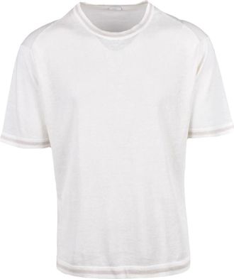 Eleventy Homme, Tops, Blanc, Taille: L Maglioncino Girocollo