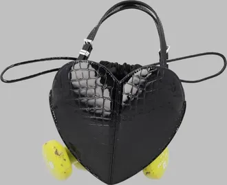 Rotate Womens Shoulder Bag Heart Black Leather