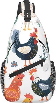 Generic Sacoche Homme Bandouliere Coq animal de dessin anim&eacute; Polyester Sac Bandouli&egrave;re Antivol Sac &agrave; Dos Militaire pour Homme Femme Cyclisme