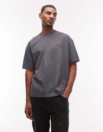 AllSaints Xander - T-shirt &agrave; logo ton sur ton - Bleu fonc&eacute;
