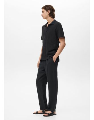 Mango Pantalon fuselé à taille élastique - Noir