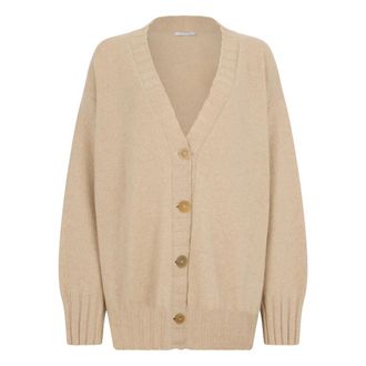 Malo Femme, Pulls, Beige, Taille: 44 FR Cardigan en cachemire &agrave; col en V