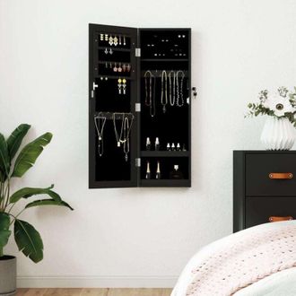 vidaXL Armoire à bijoux avec miroir murale noir 30x8,5x90 cm Vidaxl