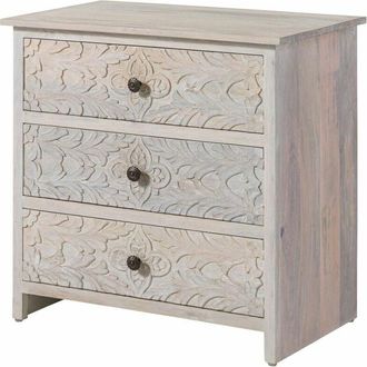 Massivmoebel24 Commode en bois de Manguier 80x48x78 blanc huilé kashmir 107