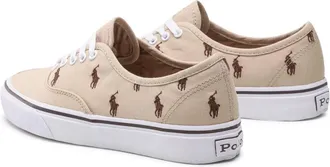 Polo Ralph Lauren Mens Keaton Pony Logo Skate Sneakers Beige Shoes >