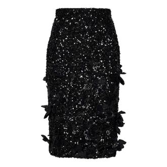 N&deg;21 Schwarzer Pailletten Blumenapplikation Rock - - Skirts - Damen - Schwarzk - L