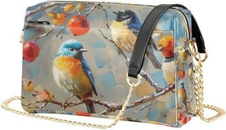 Mnsruu Sacs à bandoulière en cuir pour femme, motif feuilles, oiseaux, fruits, sac à main