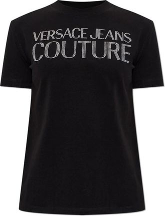 Versace Jeans Couture Femme, Tops, Noir, Taille: 38 FR T-shirt avec des sequins scintillants