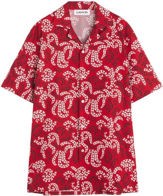 Lanvin chemise à imprimé végétal - Rouge