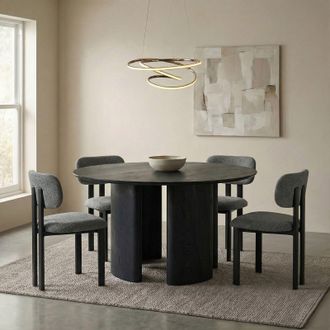 IDIMEX Essgruppe ARVIKA/Franca runder Tisch 120 cm mit 4 St&uuml;hlen, Schwarz/Dunkelgrau - Esszimmerm&ouml;bel Set, Tisch mit robuster Platte, St&uuml;hle mit gepolsterter
