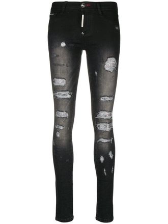 Philipp Plein distressed skinny jeans - Noir