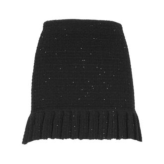 Self Portrait Femme, Jupes, Noir, Taille: 42 FR Jupe Noire &agrave; Paillettes et Plis