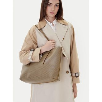 Calvin Klein Handtasche Calvin Klein Emblem Aop Tote W/ Pouch LV04F3266G Beige