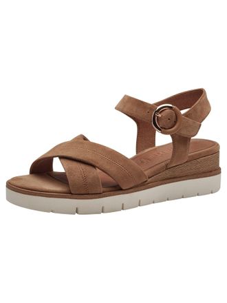 Tamaris Damen Plateau Sandalen Leder Sommer; CAMEL/braun; 41 EU