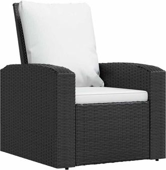 vidaXL Gartensessel Verstellbar mit Kissen Schwarz Poly Rattan Vidaxl