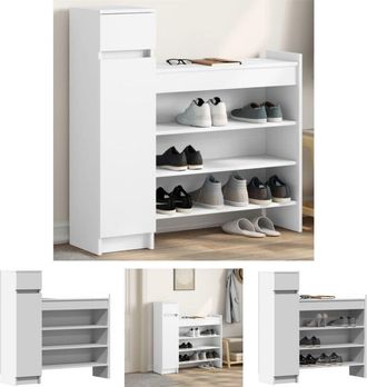 vidaXL The Living Store Schuhschrank Wei&szlig; 100,5x28x100 cm Holzwerkstoff - Schuhregale & -schr&auml;nke